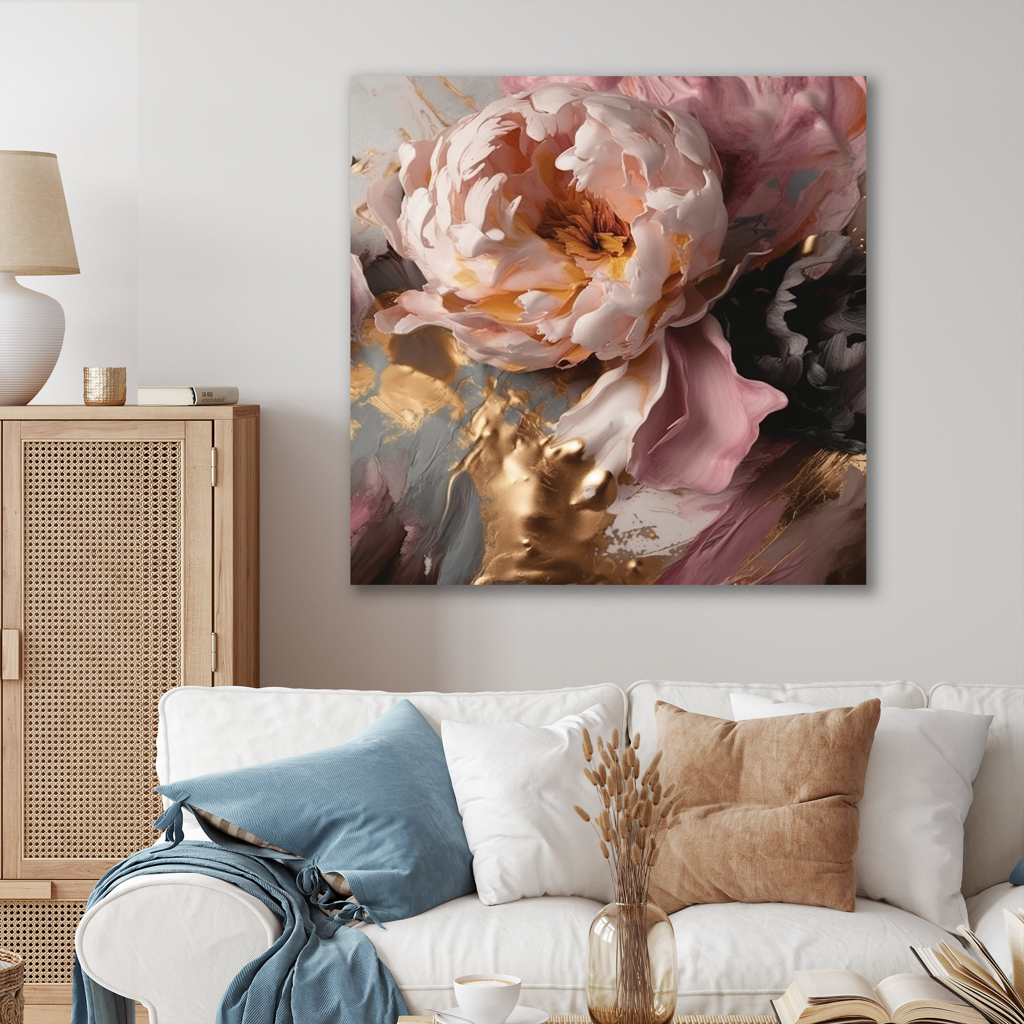 Mercer41 Marble Pink Gold Peony Flower I - Print | Wayfair